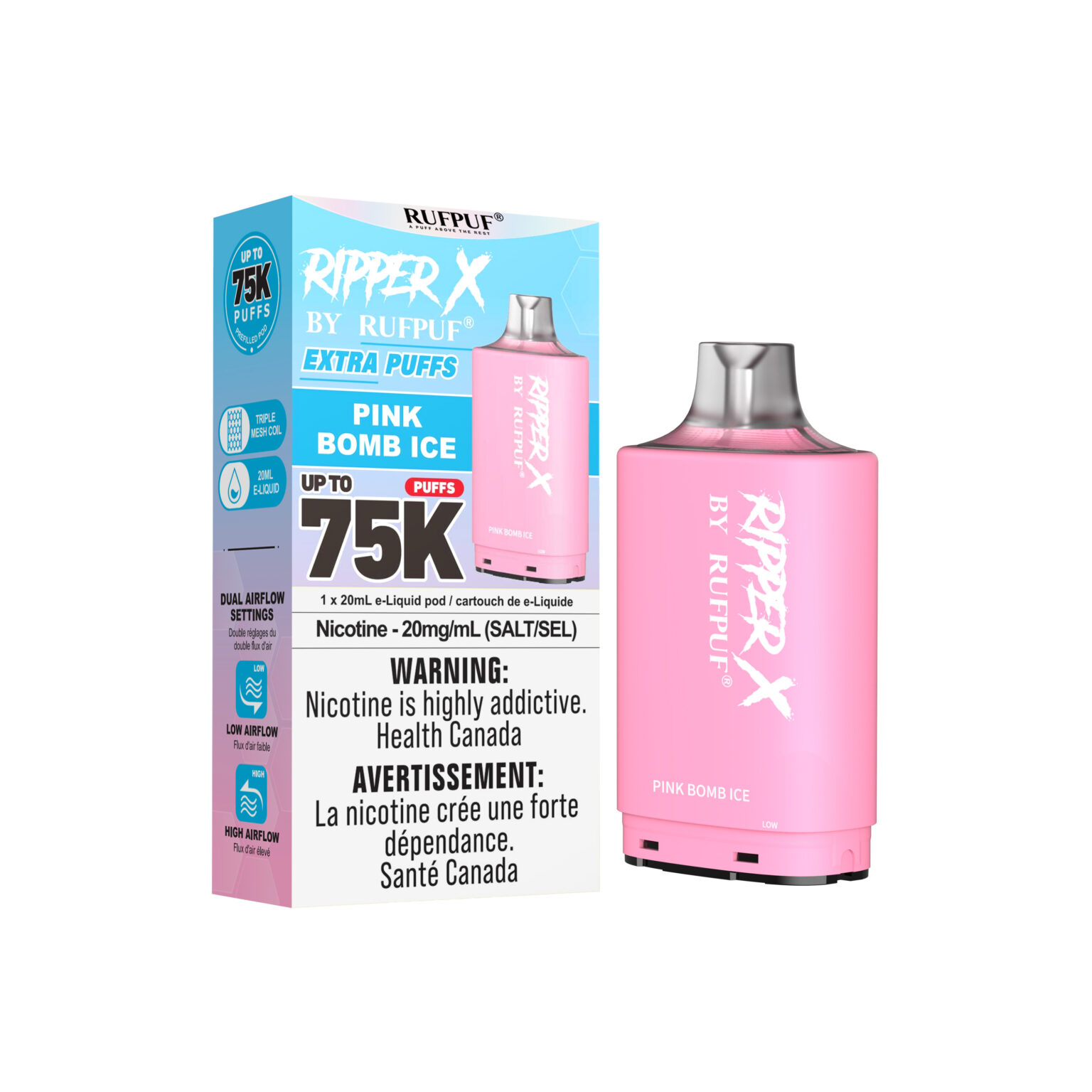 Pink Bomb Ice RIPPER X 75K (Pod Only) (Tax Incl.) – GCORE VAPE